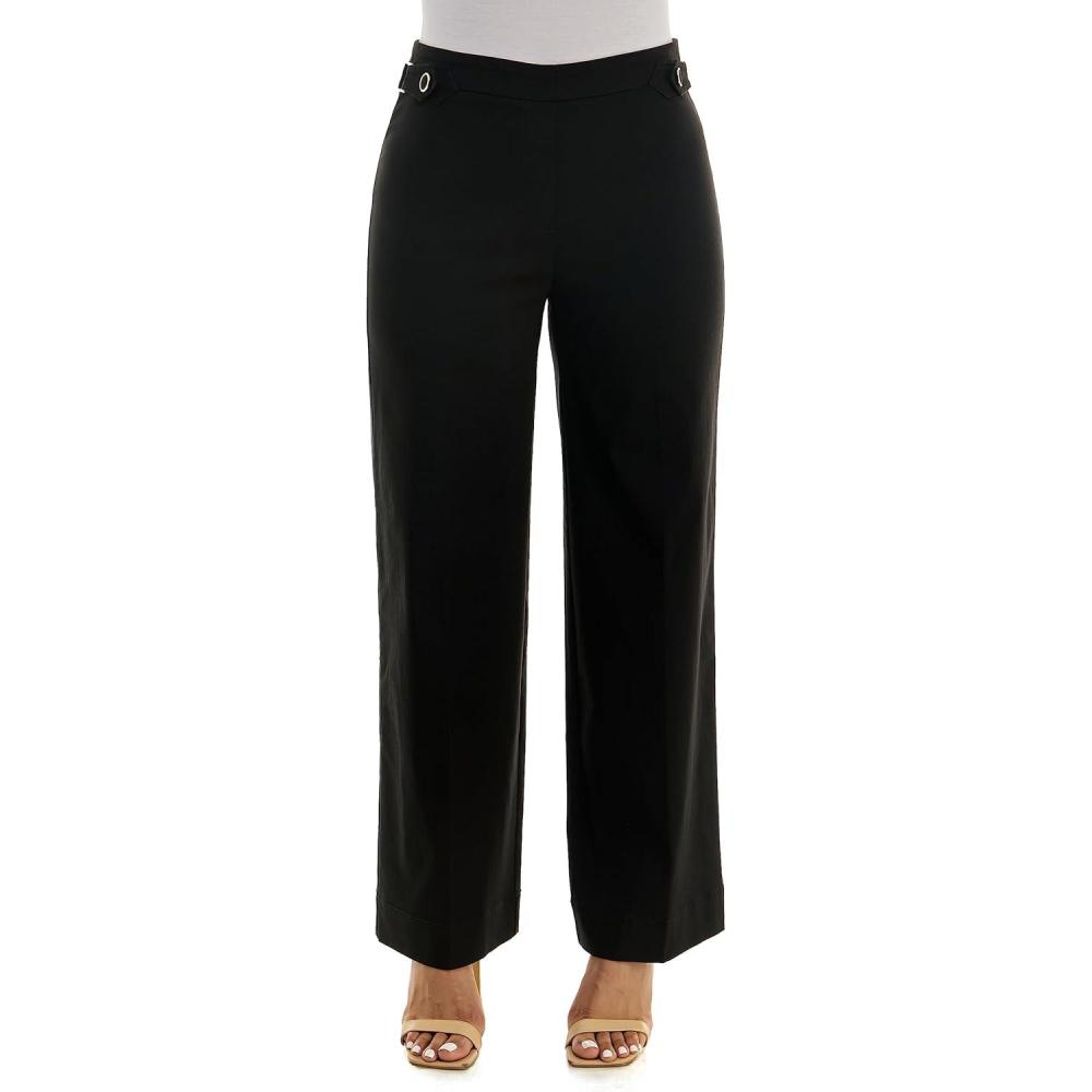 Zac & Rachel Womens Pull on Millennium Wide Leg Pant W/Hardware Waist ...